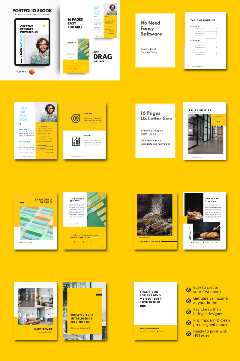 Professional Graphic Designer Portfolio Presentation Powerpoint Template 